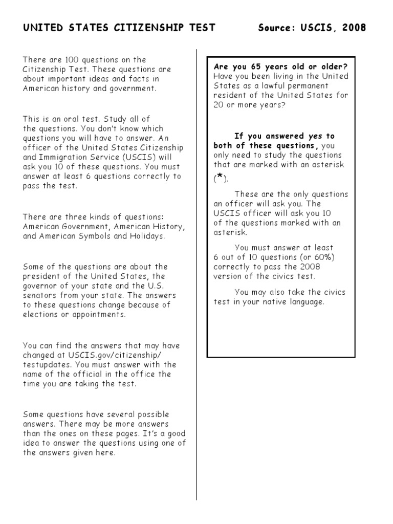 Citizenship Questions and Answers | PDF | Presidents Of The United ...