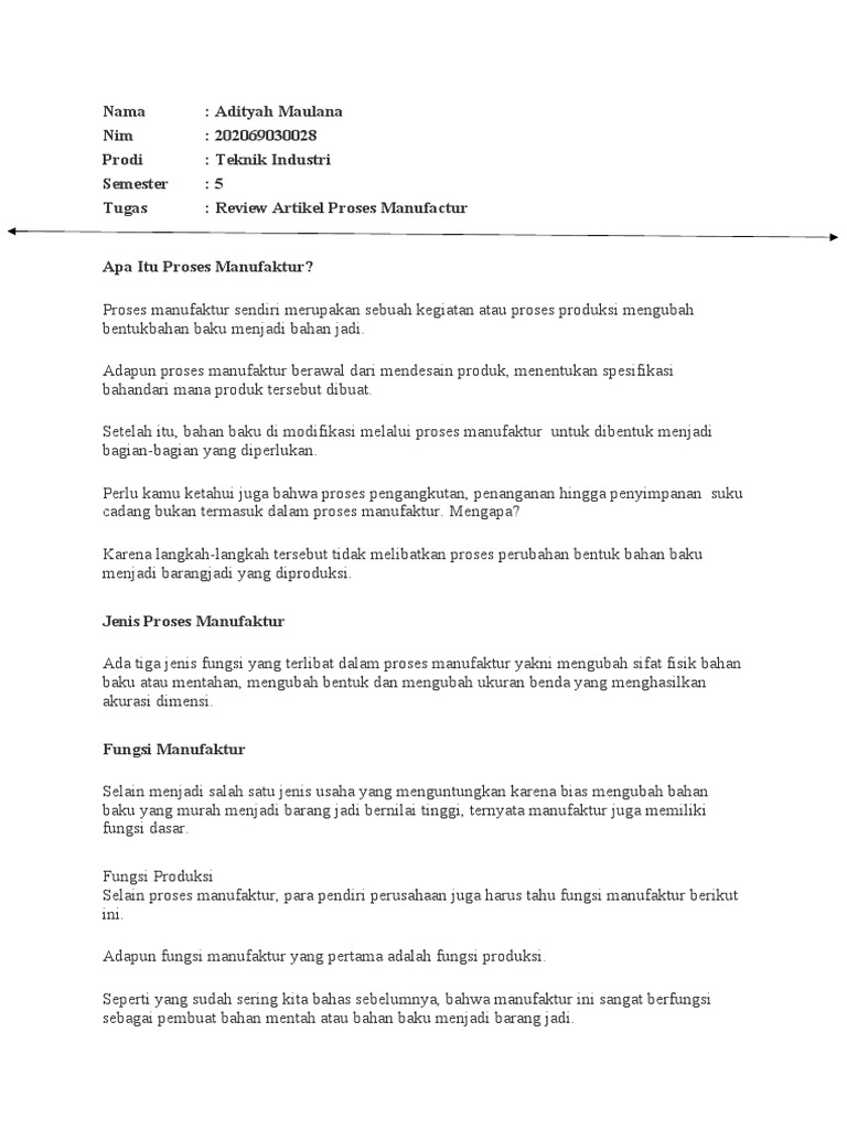 Manufacturing Process Review: Understanding the Functions and Roles of ...