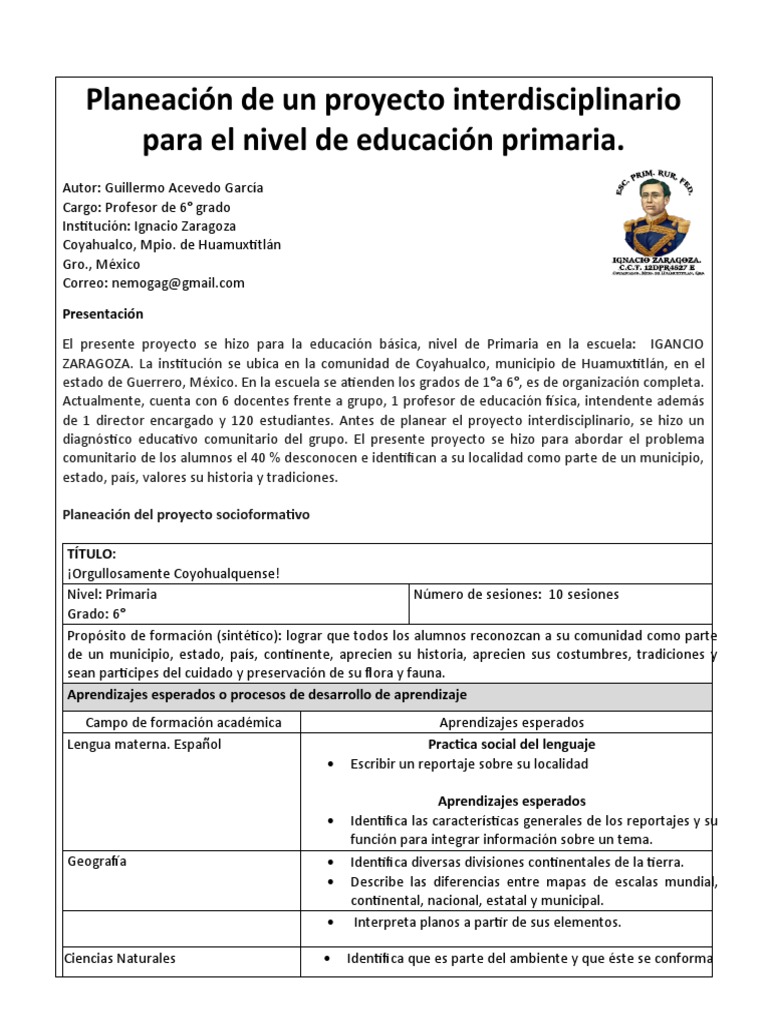 Formato de Un Proyecto Interdisciplinario Sintetico Rev Guillermo | PDF | Comunidad | Conocimiento