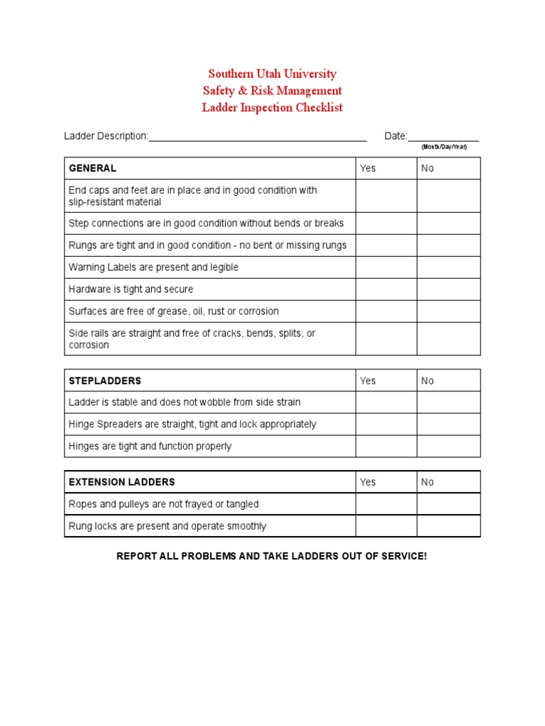 Ladder Inspection Checklist | PDF