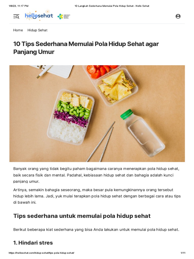 10 Langkah Sederhana Memulai Pola Hidup Sehat - Hello Sehat | PDF