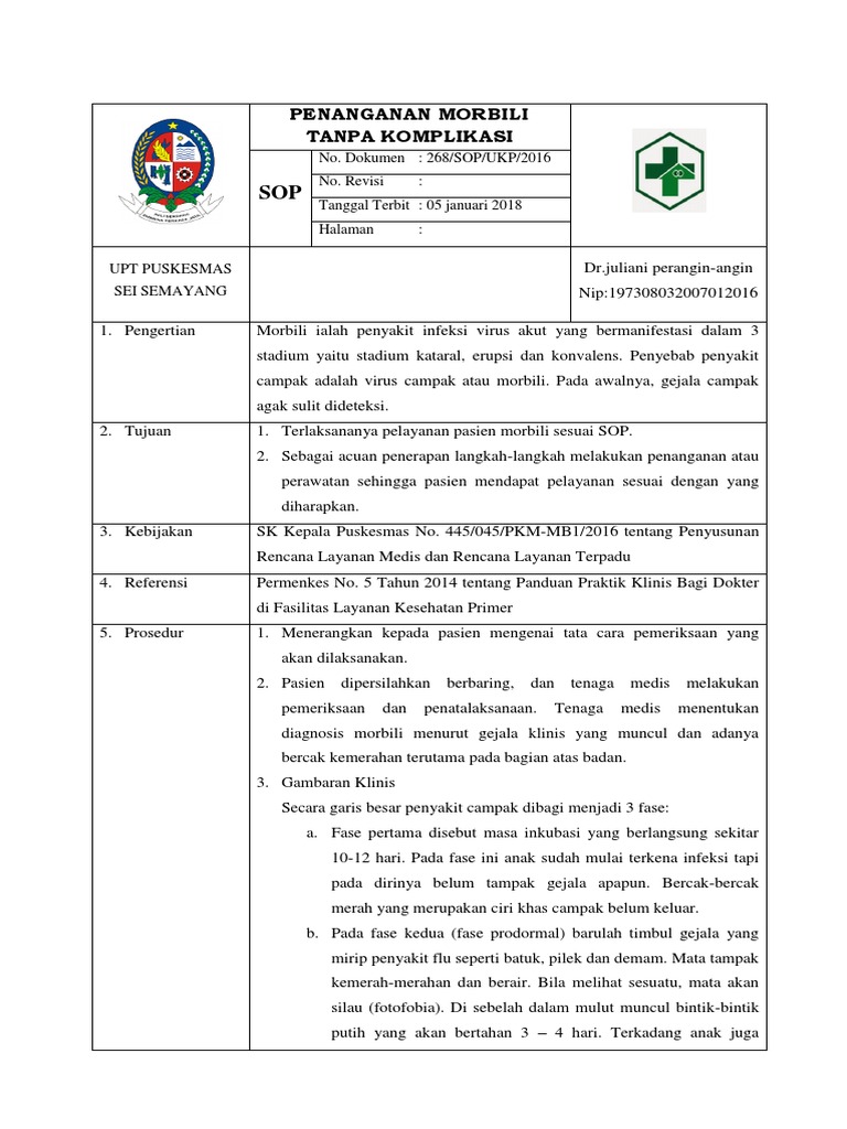 101 Sop Morbili Tanpa Komplikasi | PDF