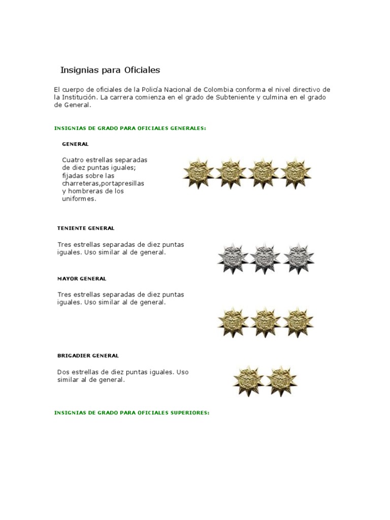 Insignias para Oficiales | PDF | Teniente | Coronel