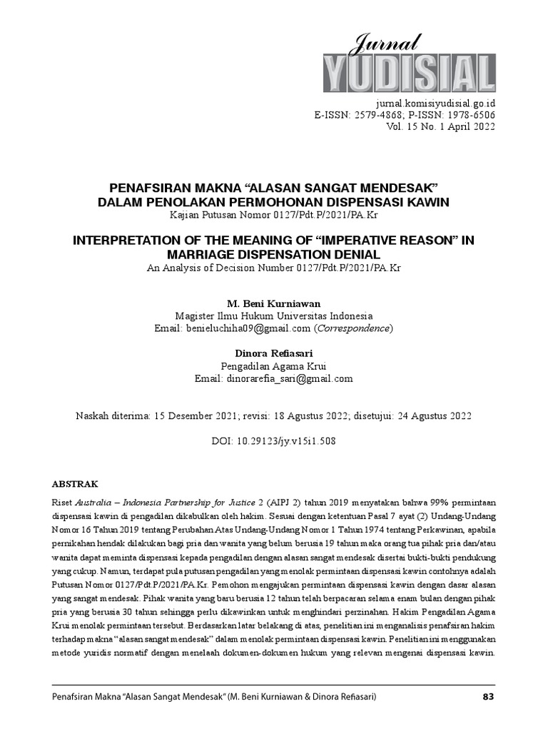 Penafsiran Frasa Alasan Sangat Mendesak | PDF