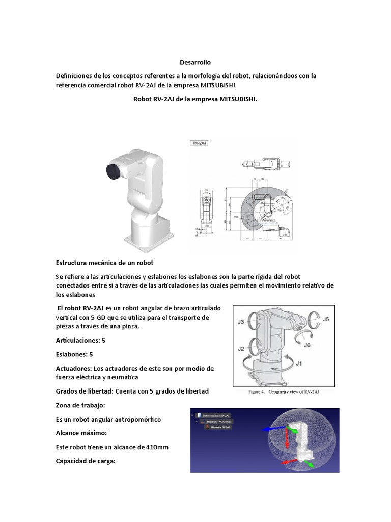 Morfología del Robot Mitsubishi RV-2AJ | PDF | Tecnología