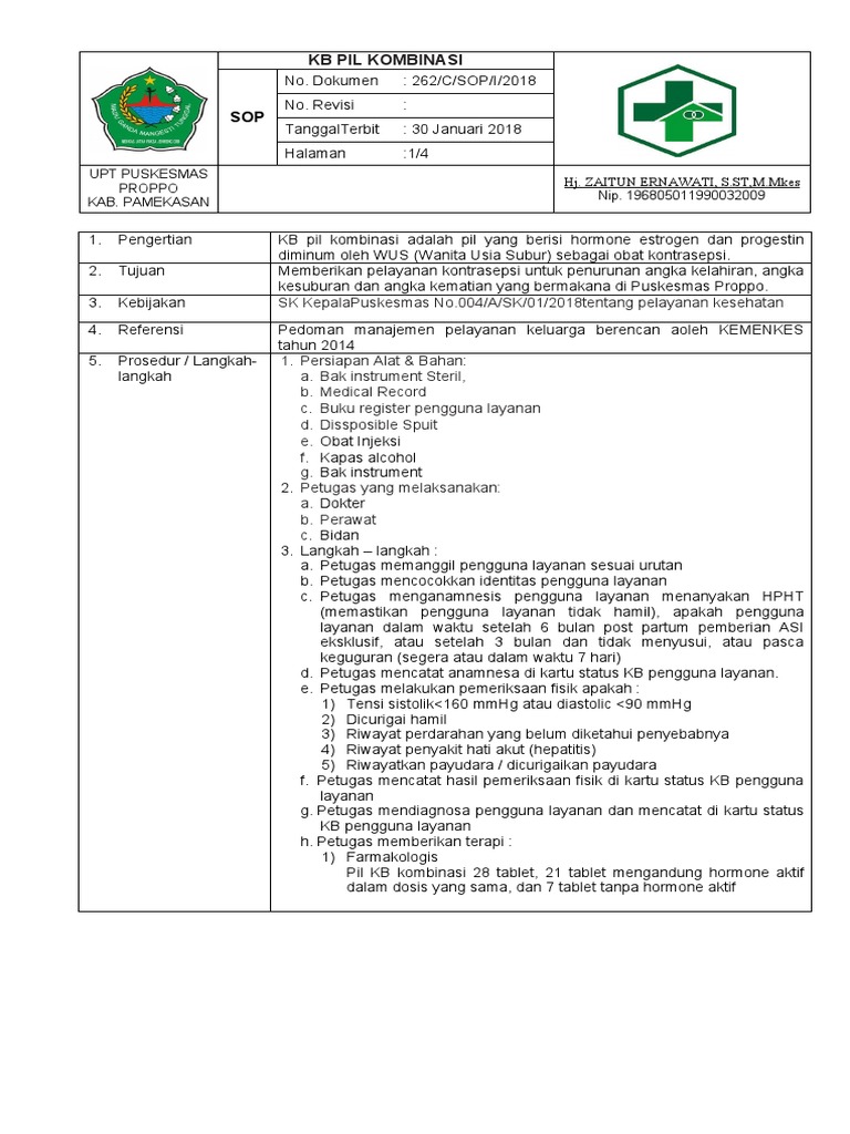 Sop KB Pil Kombinasi | PDF