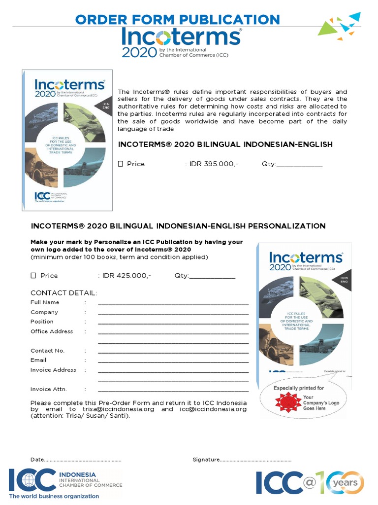 Order Form Incoterms 2020 | PDF