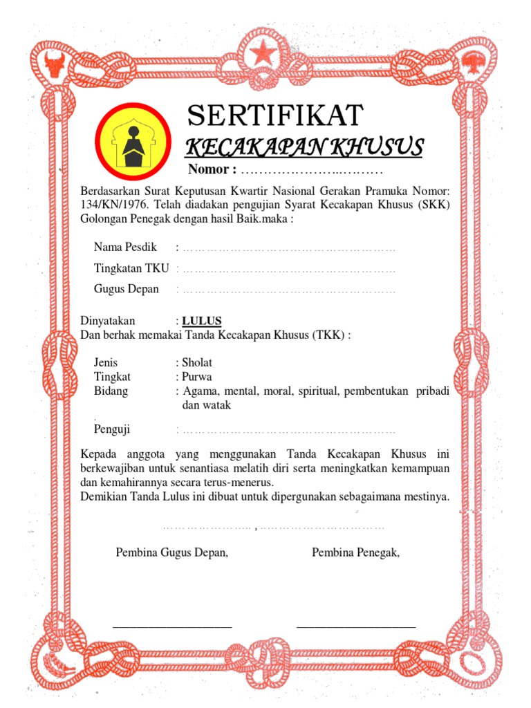Sertifikat TKK | PDF