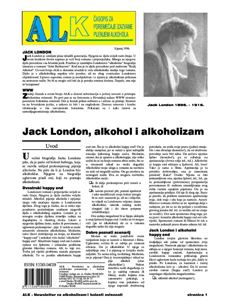 Jakc London Alkohol I Alkoholizam | PDF
