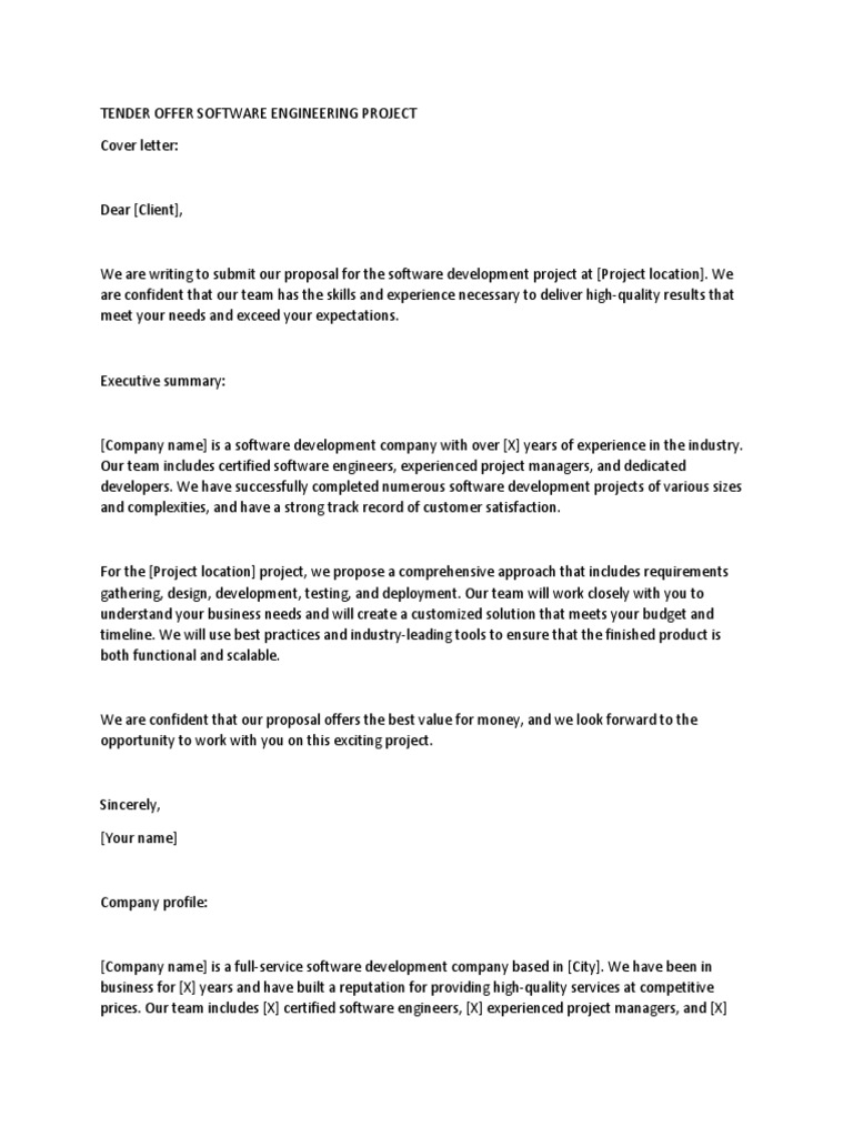 Tender Offer Software Engineering Project | PDF