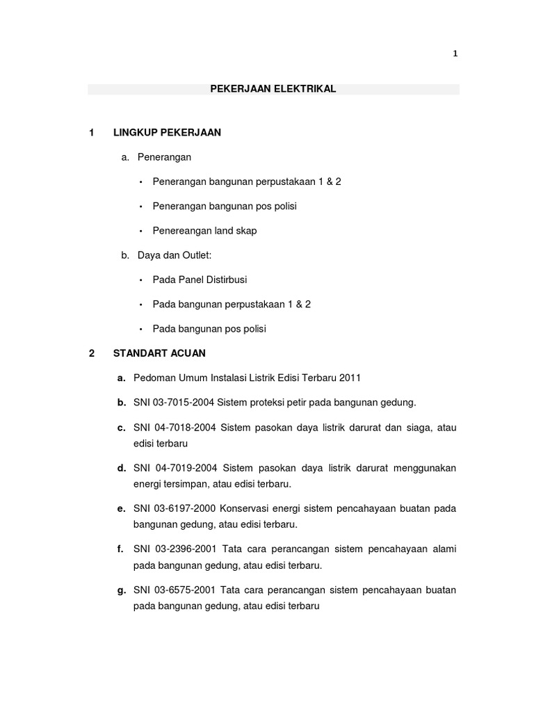 Pekerjaan Elektrikal Bangunan | PDF