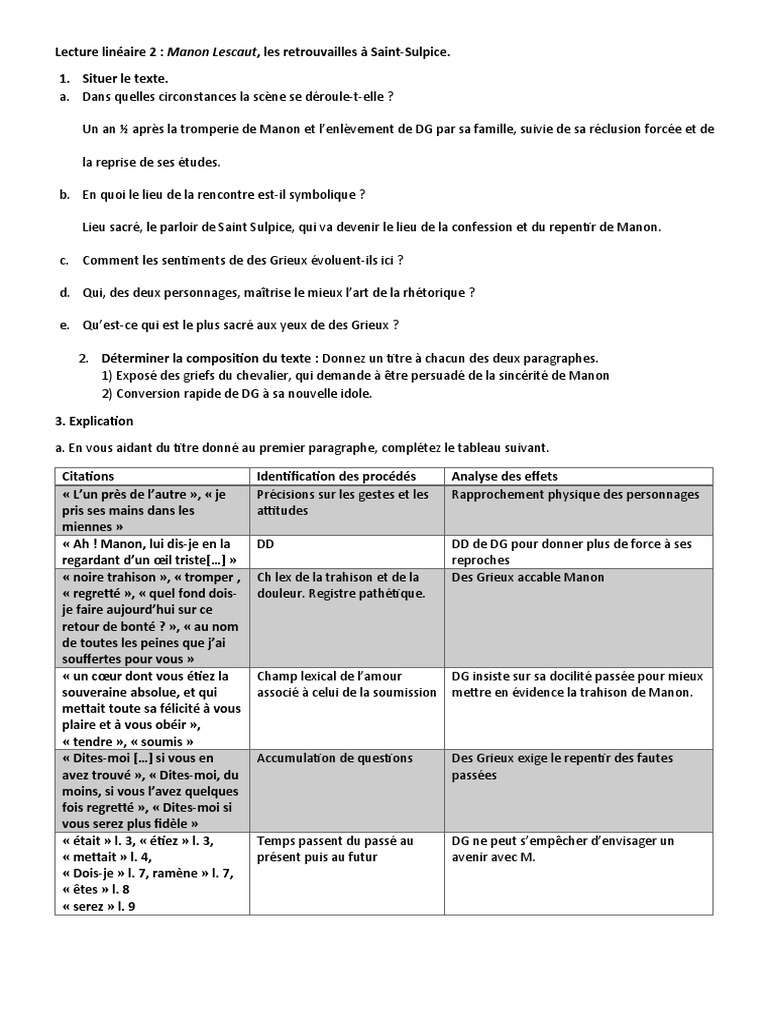 Lecture Linéaire 2 Corrigé - SG | PDF | Question