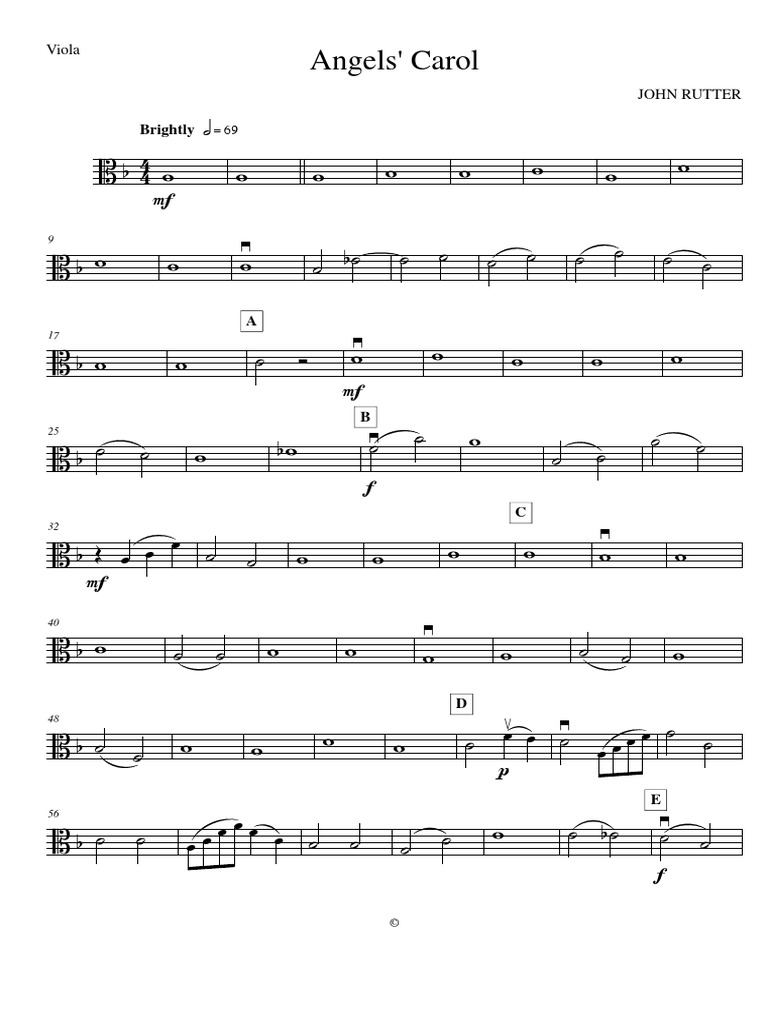 Rutter Carol Angel Orchestra Archix - Viola | PDF