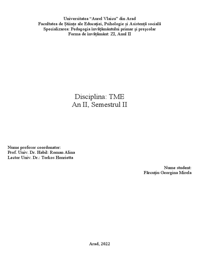 Fărcuțiu Georgina - Portofoliu TME | PDF