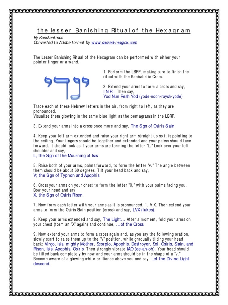 The Lesser Banishing Ritual of The Hexagram | PDF | Supernatural | Rituals