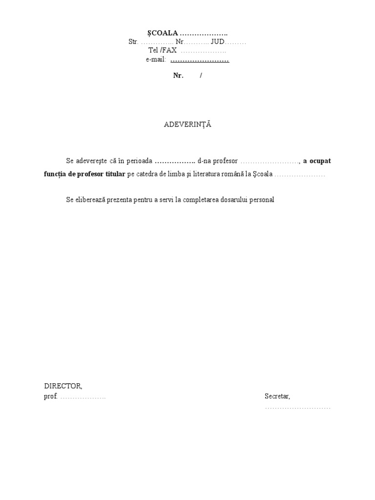 1a1 - 1. Adeverința Încadrare Gimnaziu | PDF