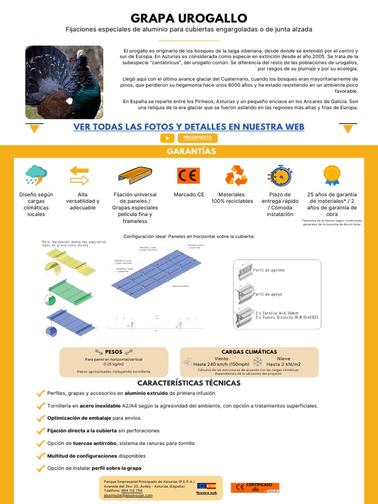 Grapas Urogallo para Cubiertas Engargoladas | PDF