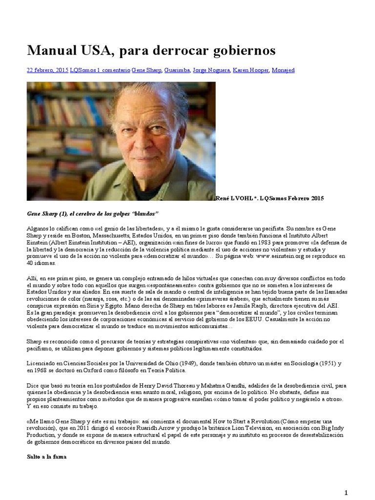 Gene Sharp y los golpes de Estado suaves | PDF | Agencia Central de ...