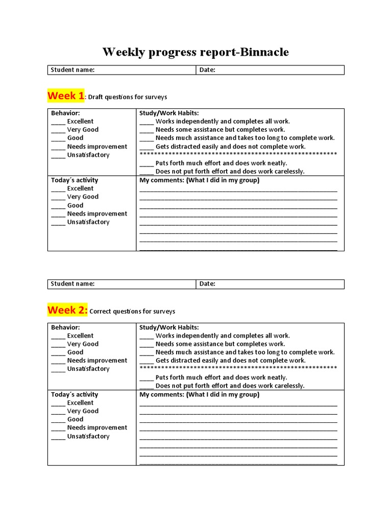 Weekly Progress Report-Binnacle | PDF