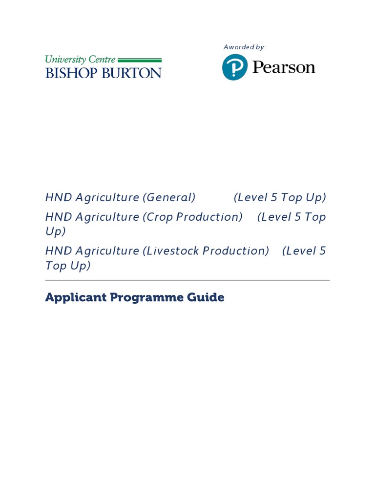 HE Programme Guide HND Agriculture BB Apr22 | PDF | Study Skills ...