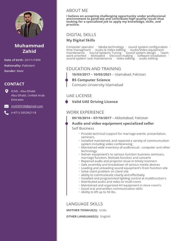 Muhammad Zahid CV | Download Free PDF | Computing | Communication