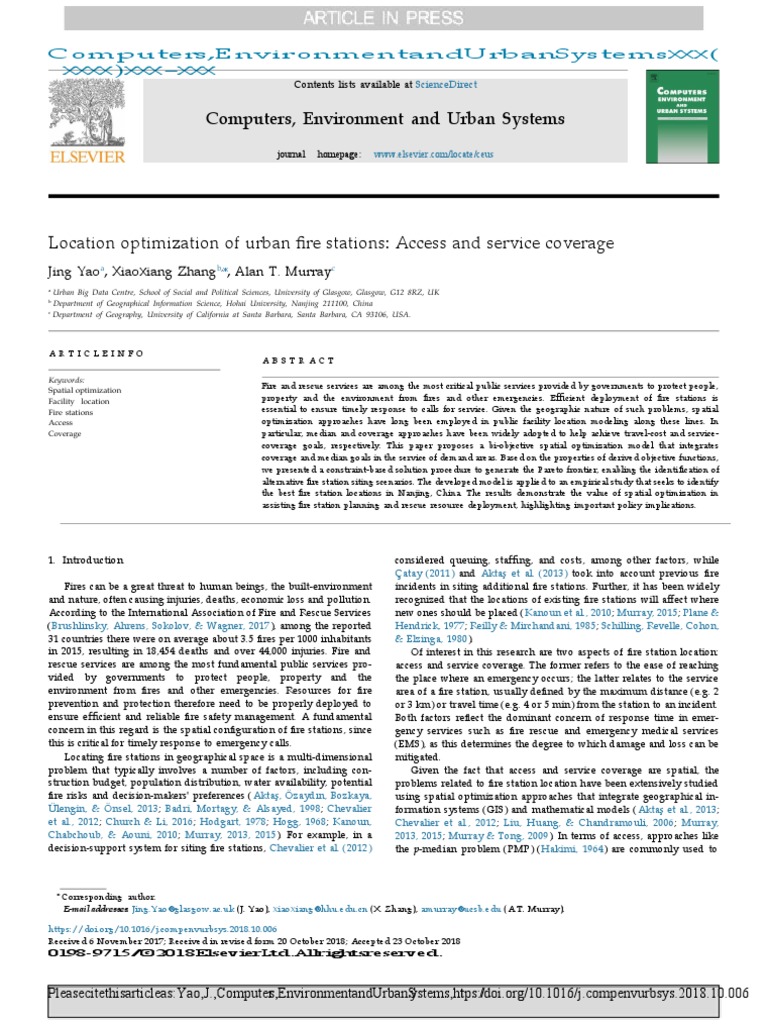 33 Location Optimization of Urban Fire Stations Access and Service ...