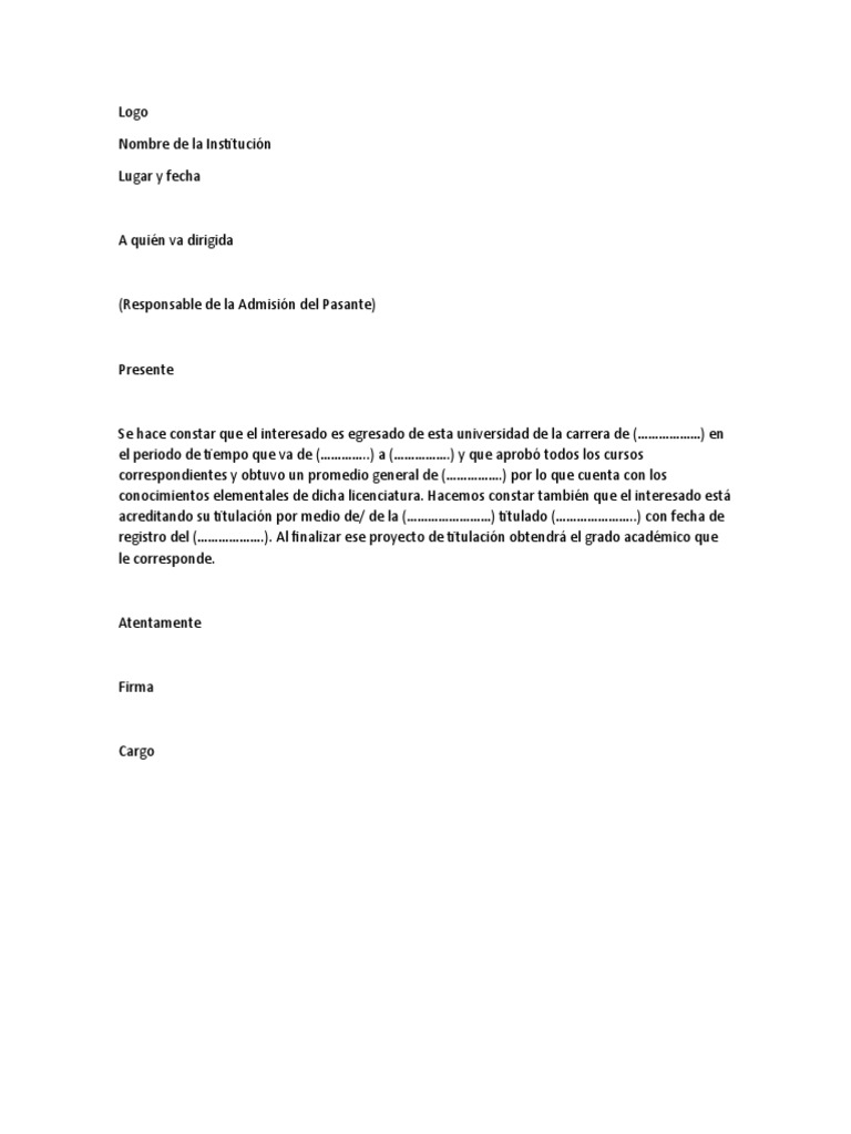 Carta Pasante | PDF