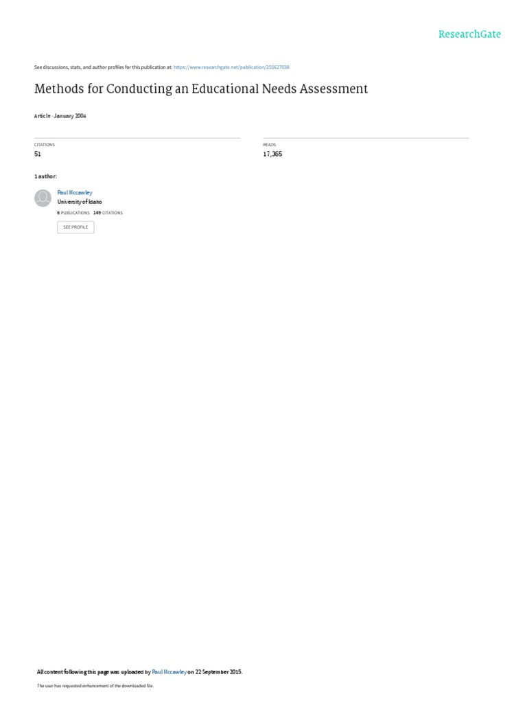 Methods For Conducting An Educational Needs Assess | PDF | Survey ...