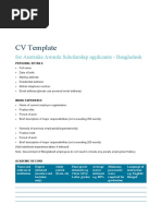 Australia Awards Myanmar CV Template Intake 2026 | PDF