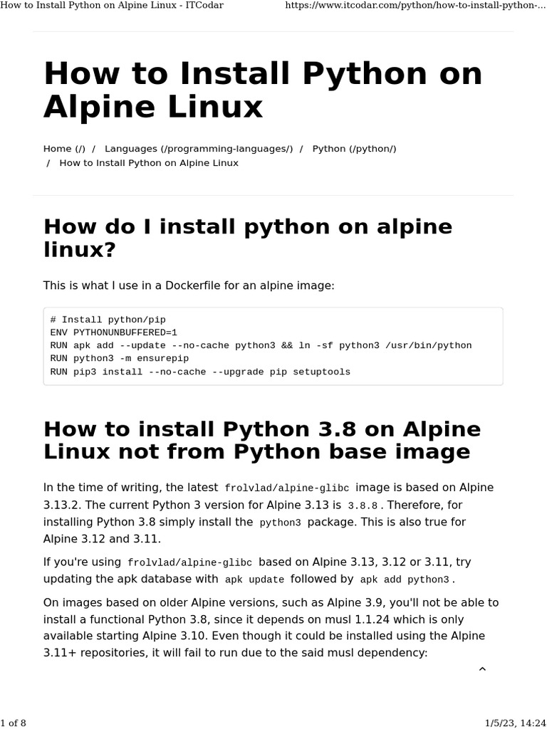 How To Install Python On Alpine Linux - ITCodar | PDF | Python ...