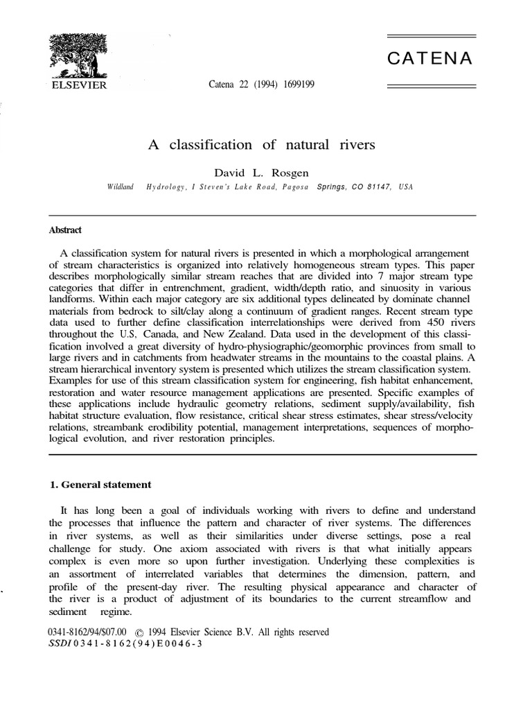 Rosgen CLASS OF NATURAL RIVERS 300 | PDF | River | Geomorphology