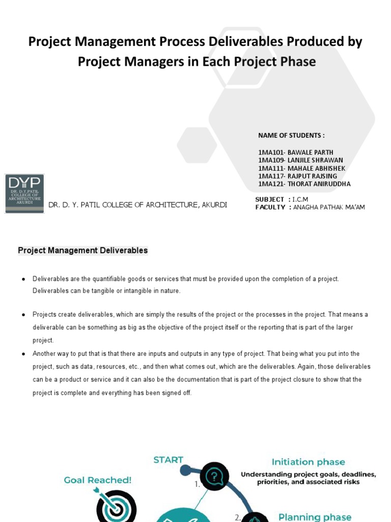 Project Management Process Deliverables Produced by Project Managers in ...