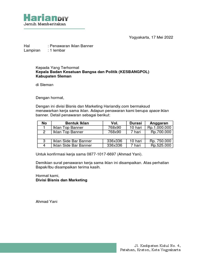 Proposal Iklan | PDF