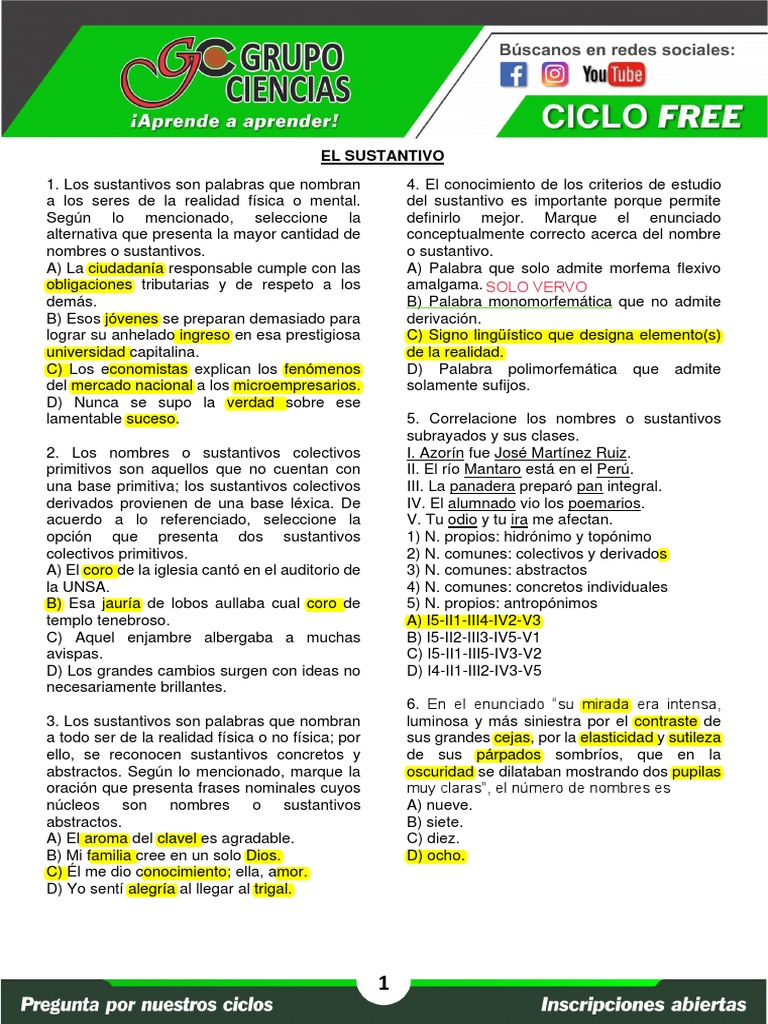 El Sustantivo | PDF | Sustantivo | Palabra