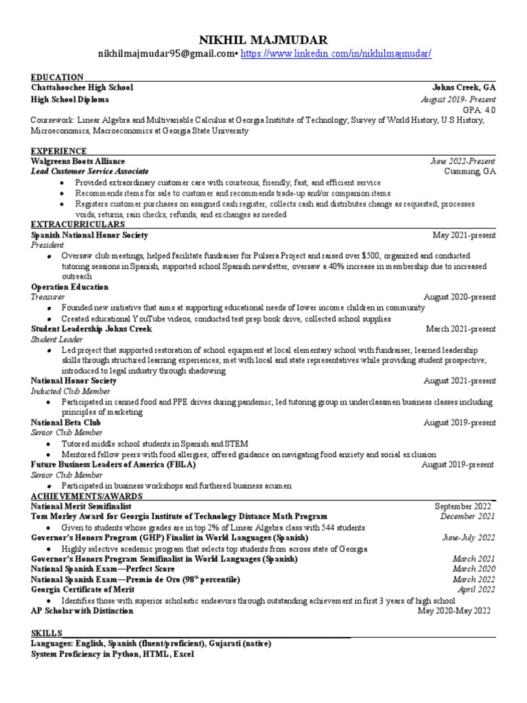 Nikhil Majmudar Resume One Page | PDF