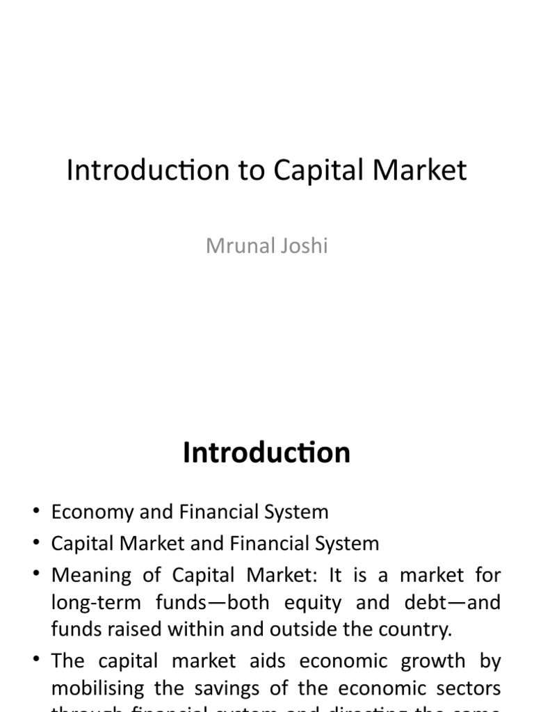 Introduction To Capital Market: Mrunal Joshi | PDF | Capital Market ...
