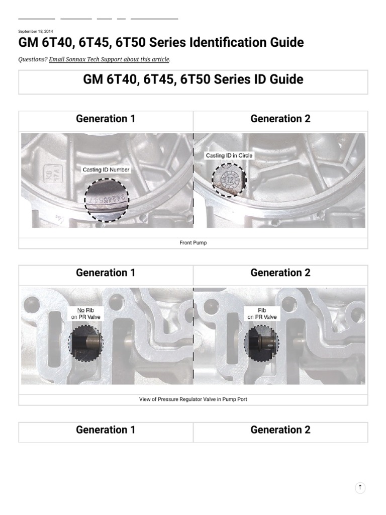 Sonnax GM 6T40, 6T45, 6T50 Series Identification Guide | PDF | Valve ...