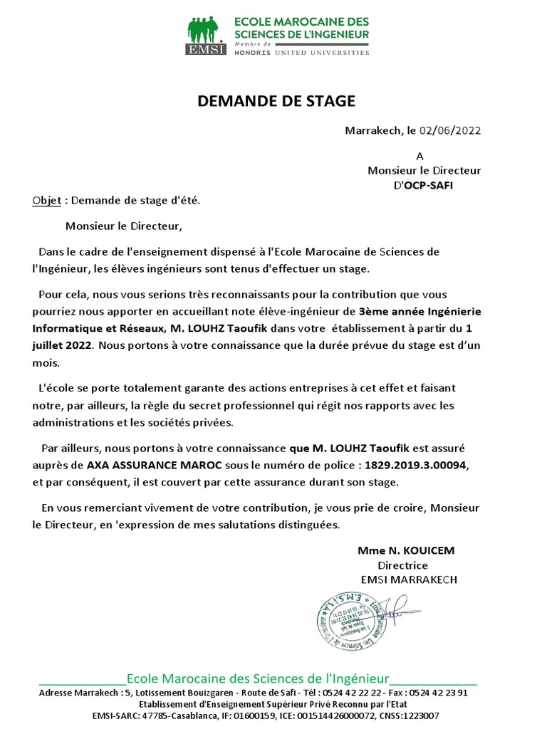 Demande de Stage | PDF