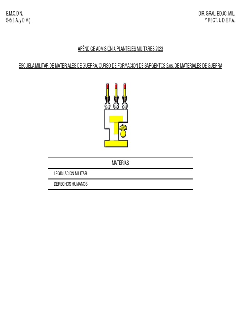 E.M.C.D.N. S-6 (E.A. y D.M.) Dir. Gral. Educ. Mil. Y RECT. U.D.E.F.A | PDF | Justicia | Crimen y ...