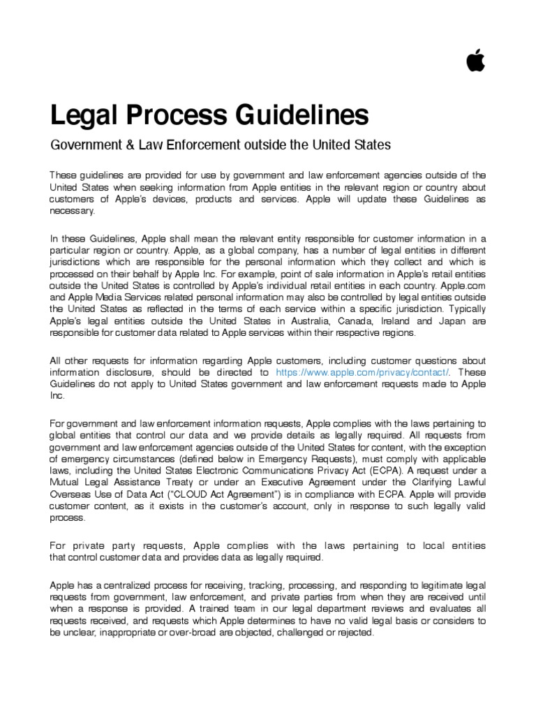 Law Enforcement Guidelines Outside Us | Download Free PDF | I Cloud | Ios