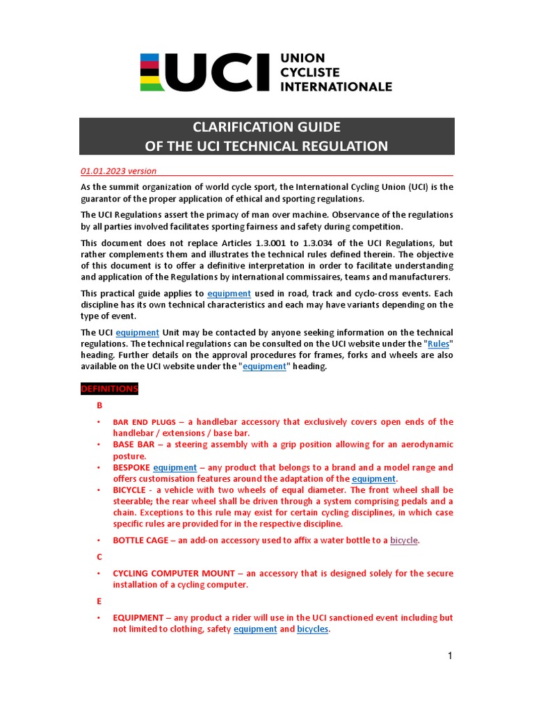 Clarification Guide of The UCI Technical Regulation - 20230101 - ENG | PDF | Prosthesis | Human ...