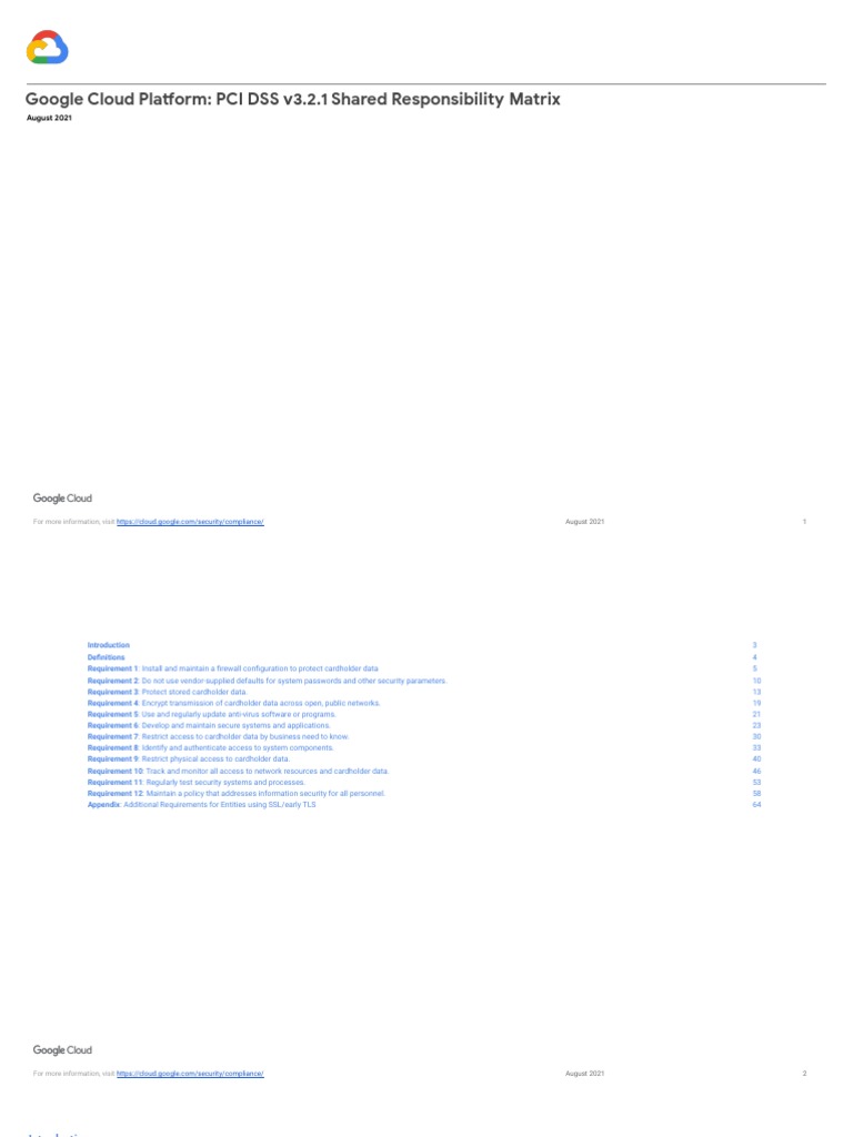 GCP Pci Shared Responsibility Matrix Aug 2021 Compressed | Download Free PDF | Payment Card ...