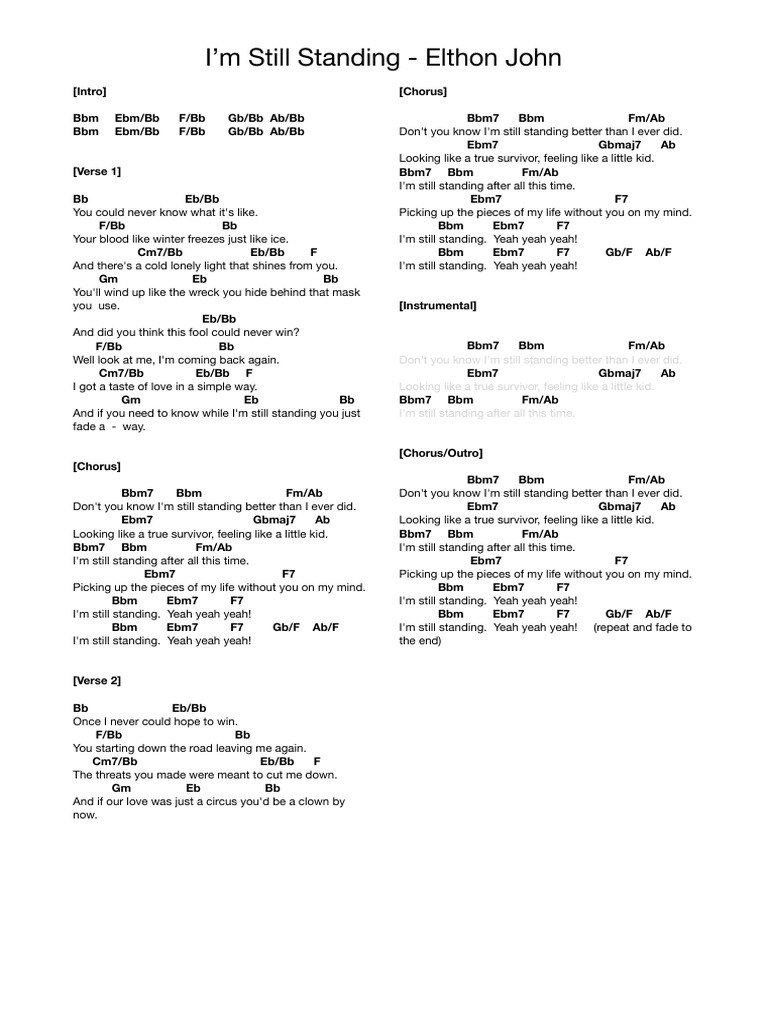 Im Still Standing Elthon John | PDF | Song Structure | Vocal Music