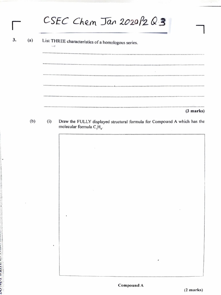 CSEC Chemistry January 2020 P2 Q3 | PDF | Molecules | Chemical Substances