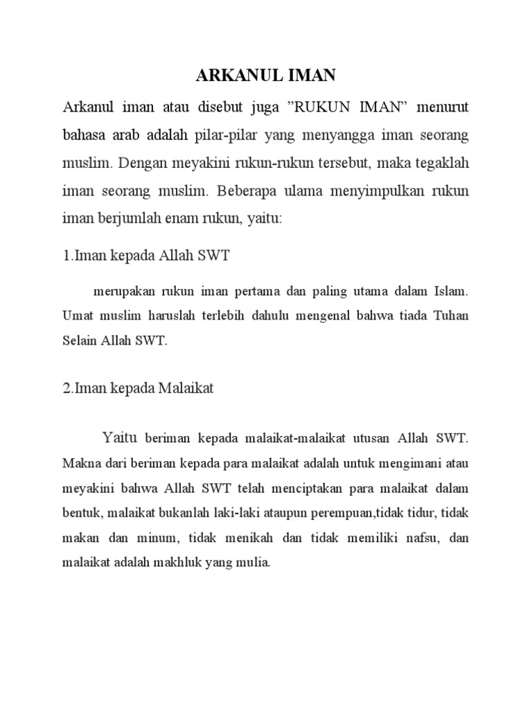 Arkanul Iman | PDF