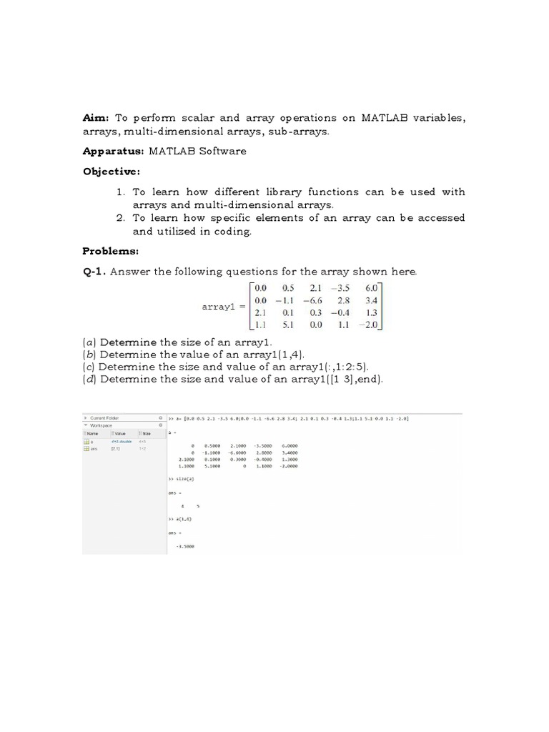 MATLAB Exercise | PDF | Array Data Type | Matlab