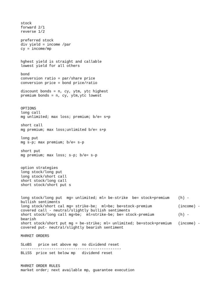 SIE Exam Cheat Sheet: Key Formulas & Strategies | PDF