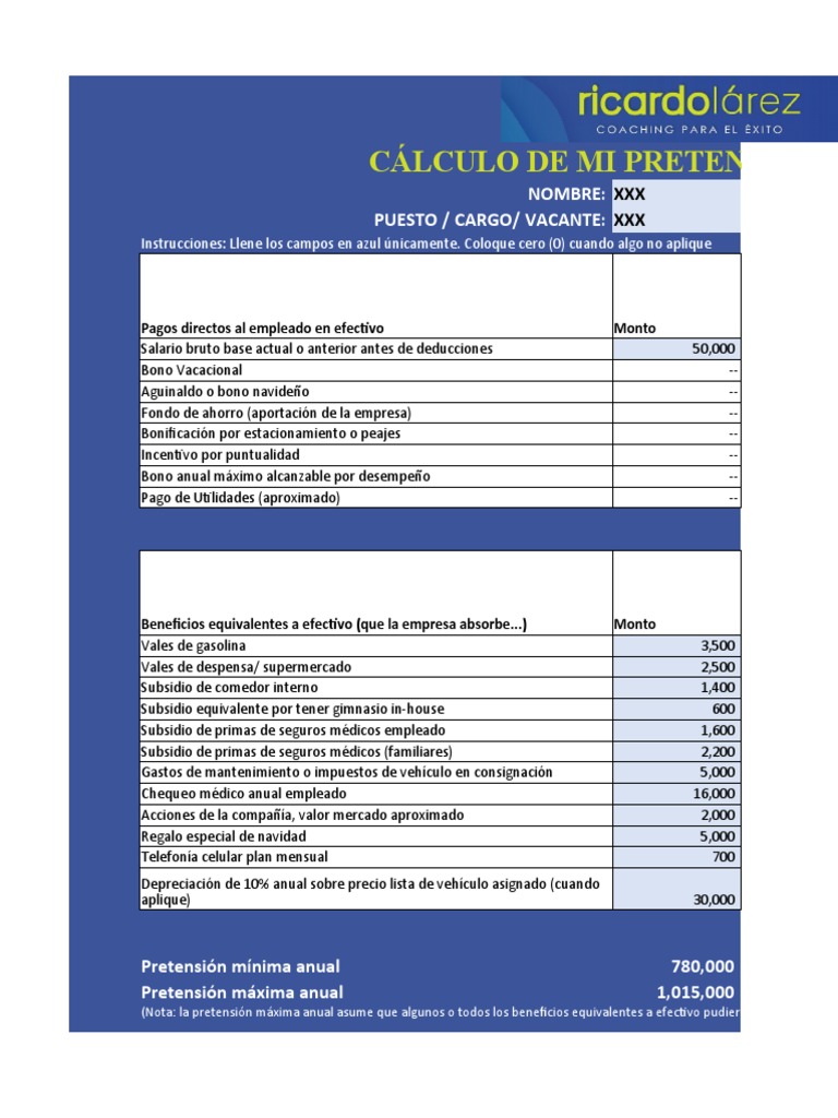 Calculadora de Pretensión Salarial RICARDO L AREZ WWW - Rompetucurriculum | PDF | Subvención | Pagos