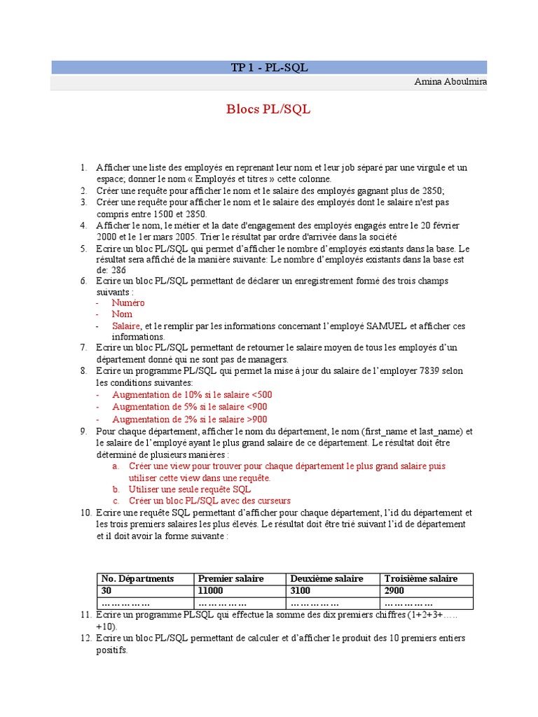 TP 1 - PL-SQL | PDF | PL/SQL