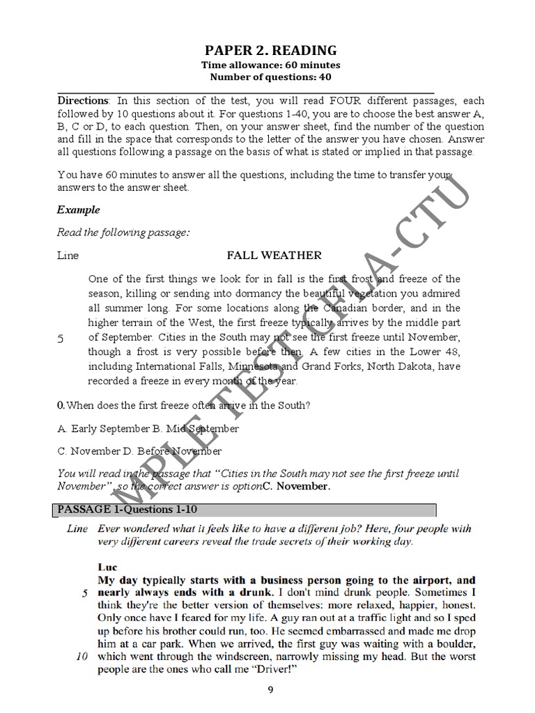VSTEP Reading Practice Test Paper | PDF
